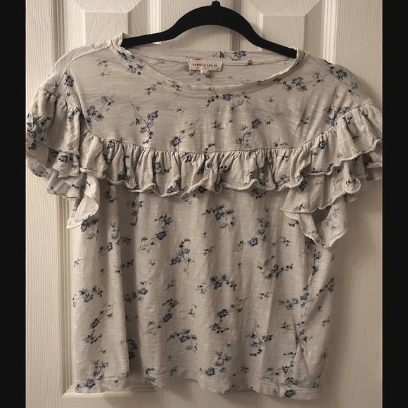 Rebecca Taylor | Tops | Rebecca Taylor Sz Med Gray And Blue Floral ...